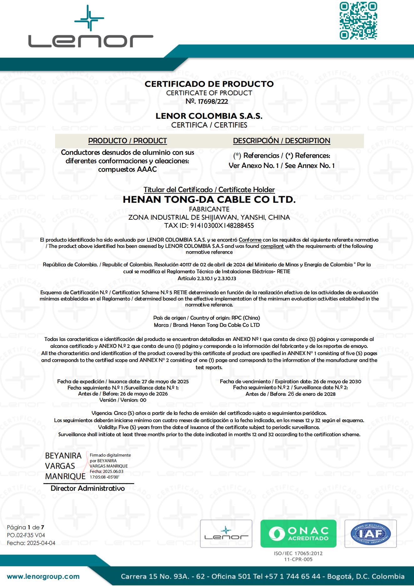 RETIE - Henan Tong-Da Cable Co ., Ltd