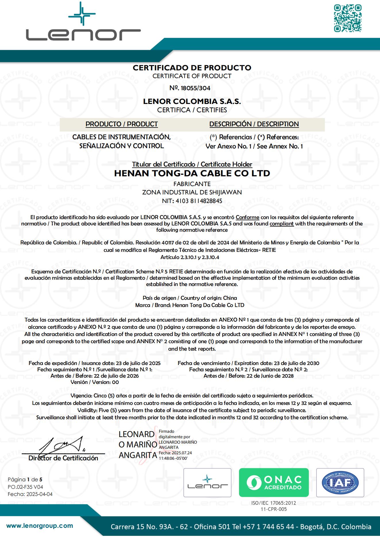 RETIE - Henan Tong-Da Cable Co ., Ltd
